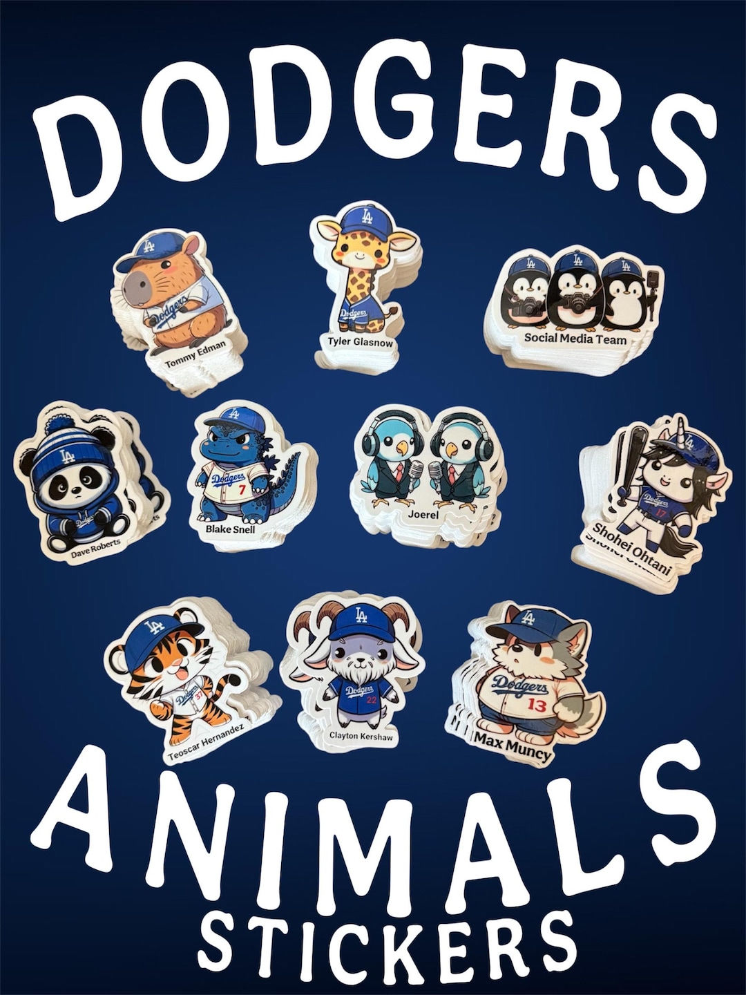 Dodgers Animal Stickers - Etsy