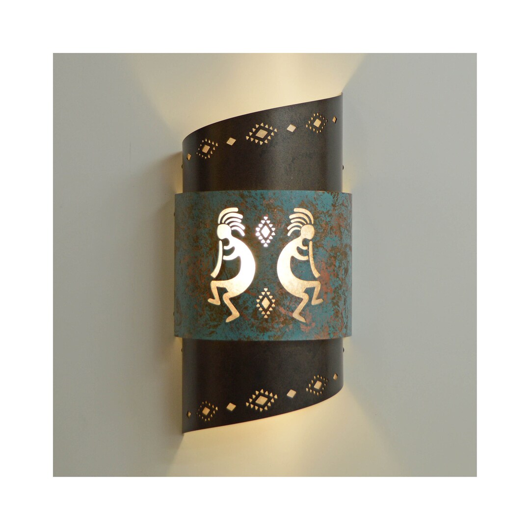 Southwestern Style Indoor/outdoor Two Tier Wall Light With Kokopelli ...