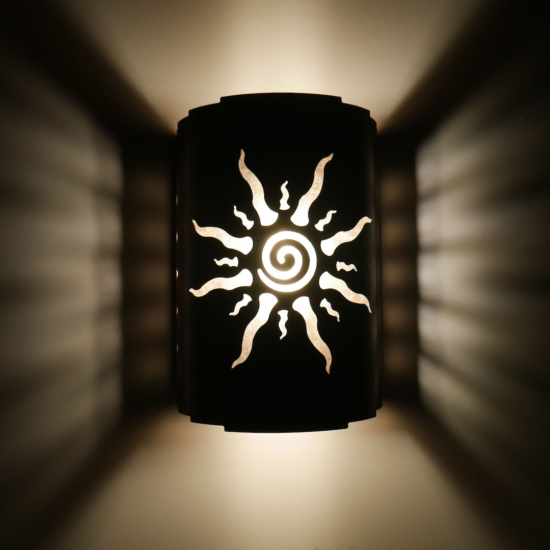 Southwestern Style Wall Light Fixture With Sun Design Made in USA ...