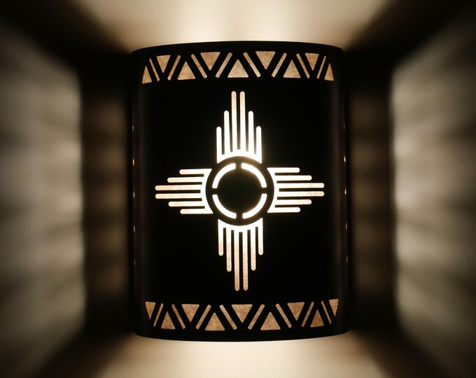 Southwestern Style Indoor/outdoor Wall Light With Zia Design- Made in ...