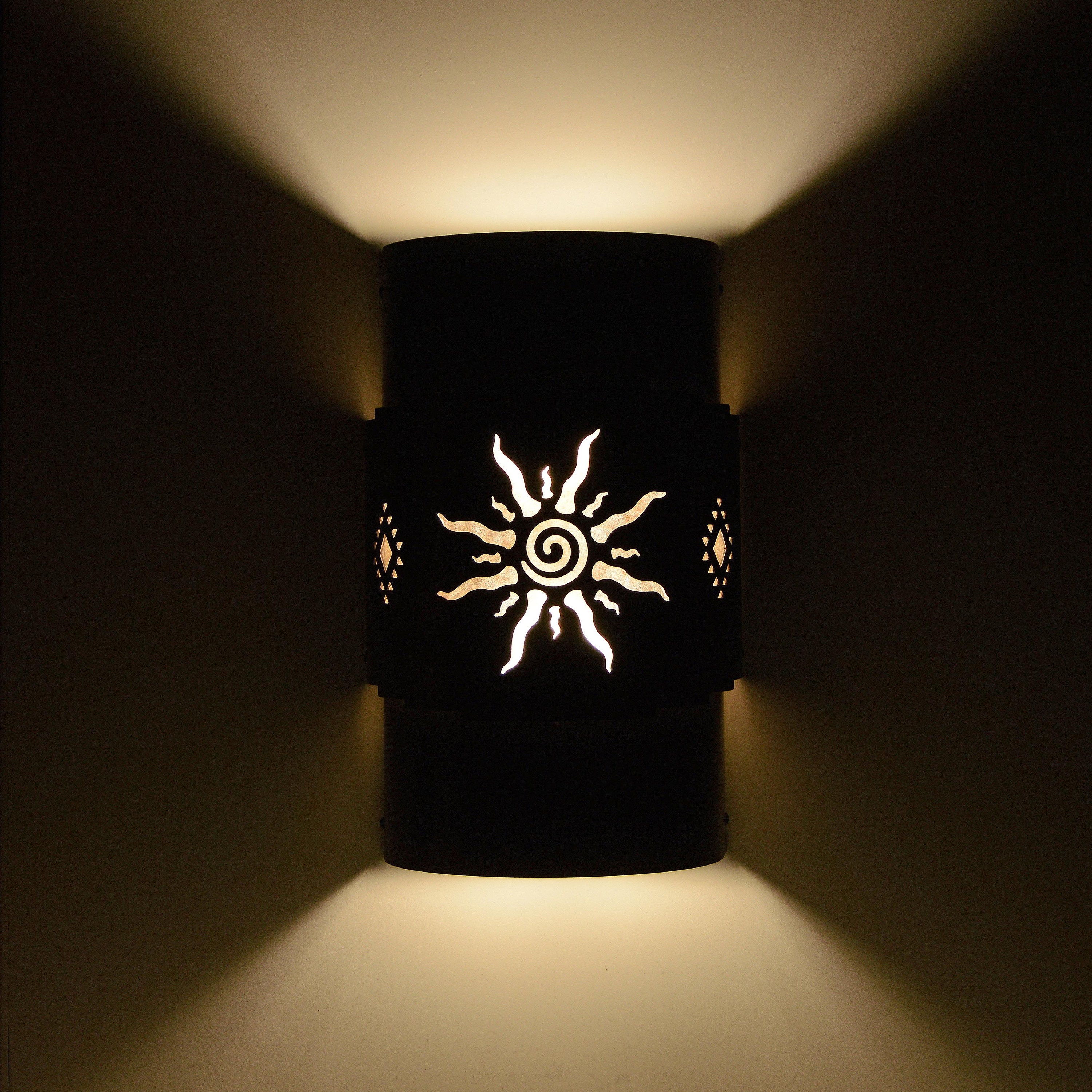Southwestern Style Indoor/outdoor Two Tier Wall Light With Sun - Etsy