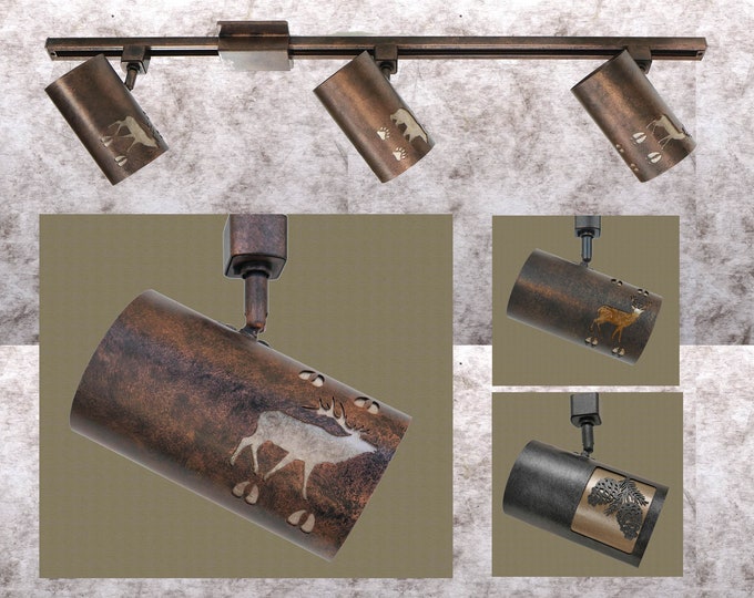 Rustic Track Light Kit With Elk Design- Log Cabin Lighting- Rustic ...