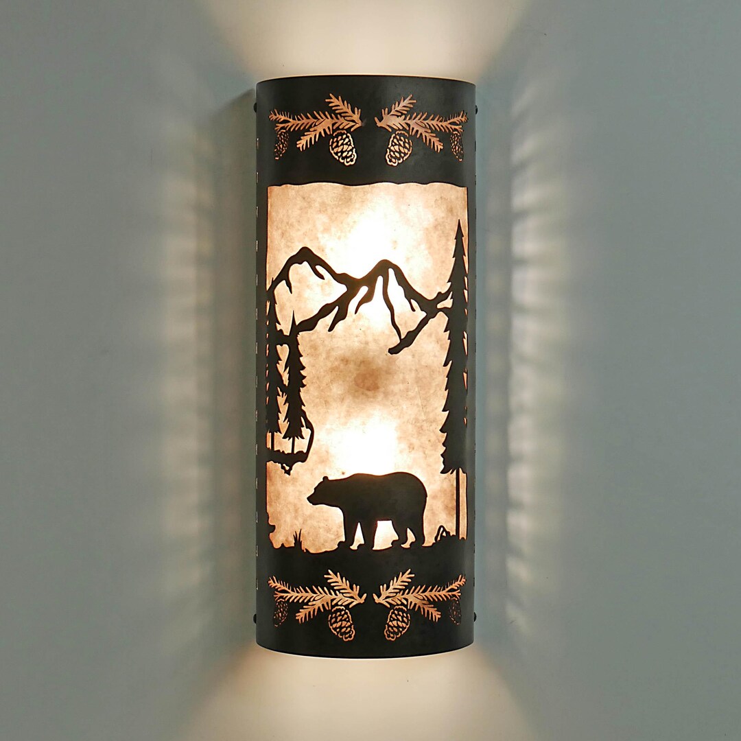 WL101G Rustic and Cabin Style Indoor Wall Light With Bear Design- Made ...