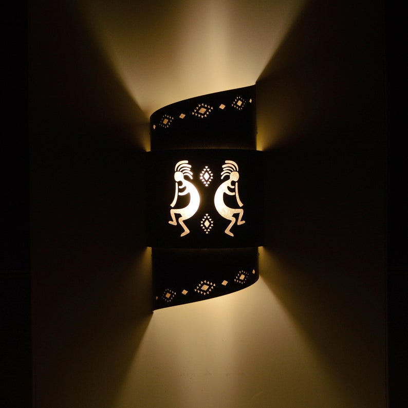 Southwestern Style Indoor/outdoor Two Tier Wall Light With Kokopelli ...