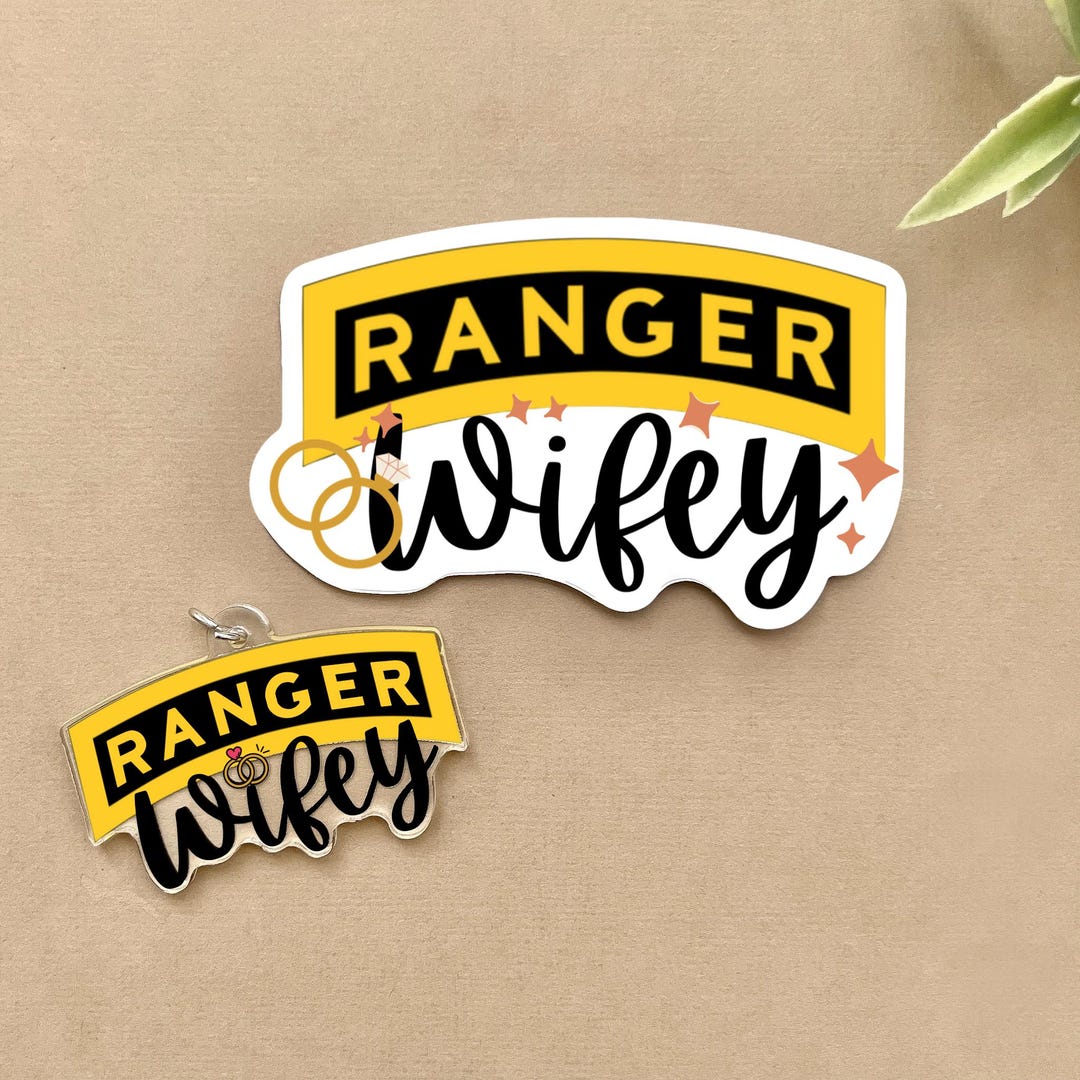 Vinyl Military Ranger Wifey Sticker and Transparent Acrylic Keychain ...
