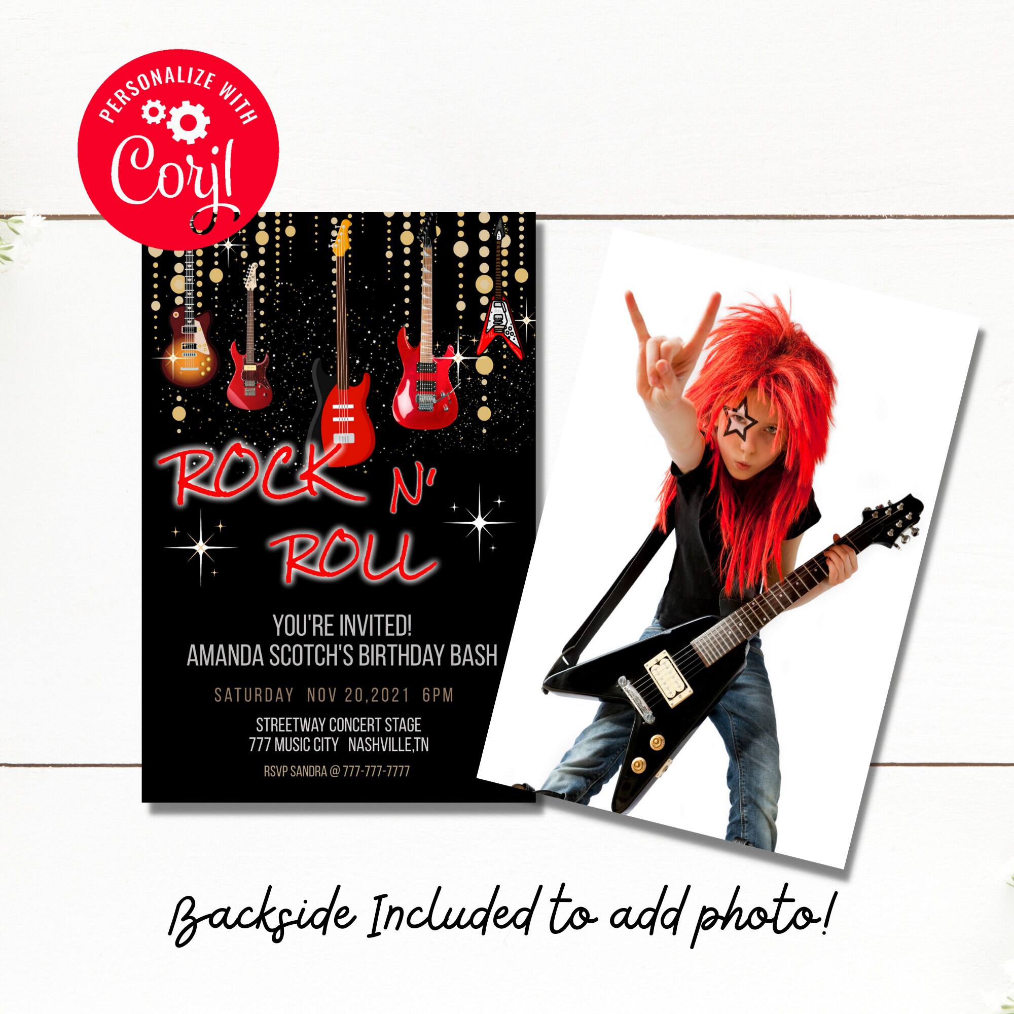 Rockstar Birthday Invitation: Rock N Roll Party (digital Invitation ...