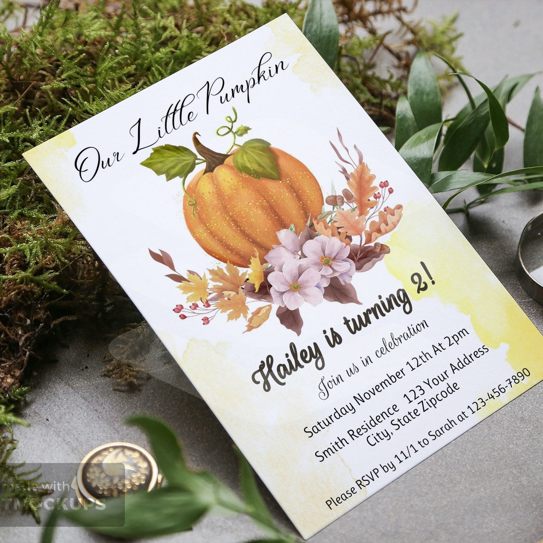 Pumpkin Birthday Invitation. Fall Birthday Invitation. Kid Birthday ...