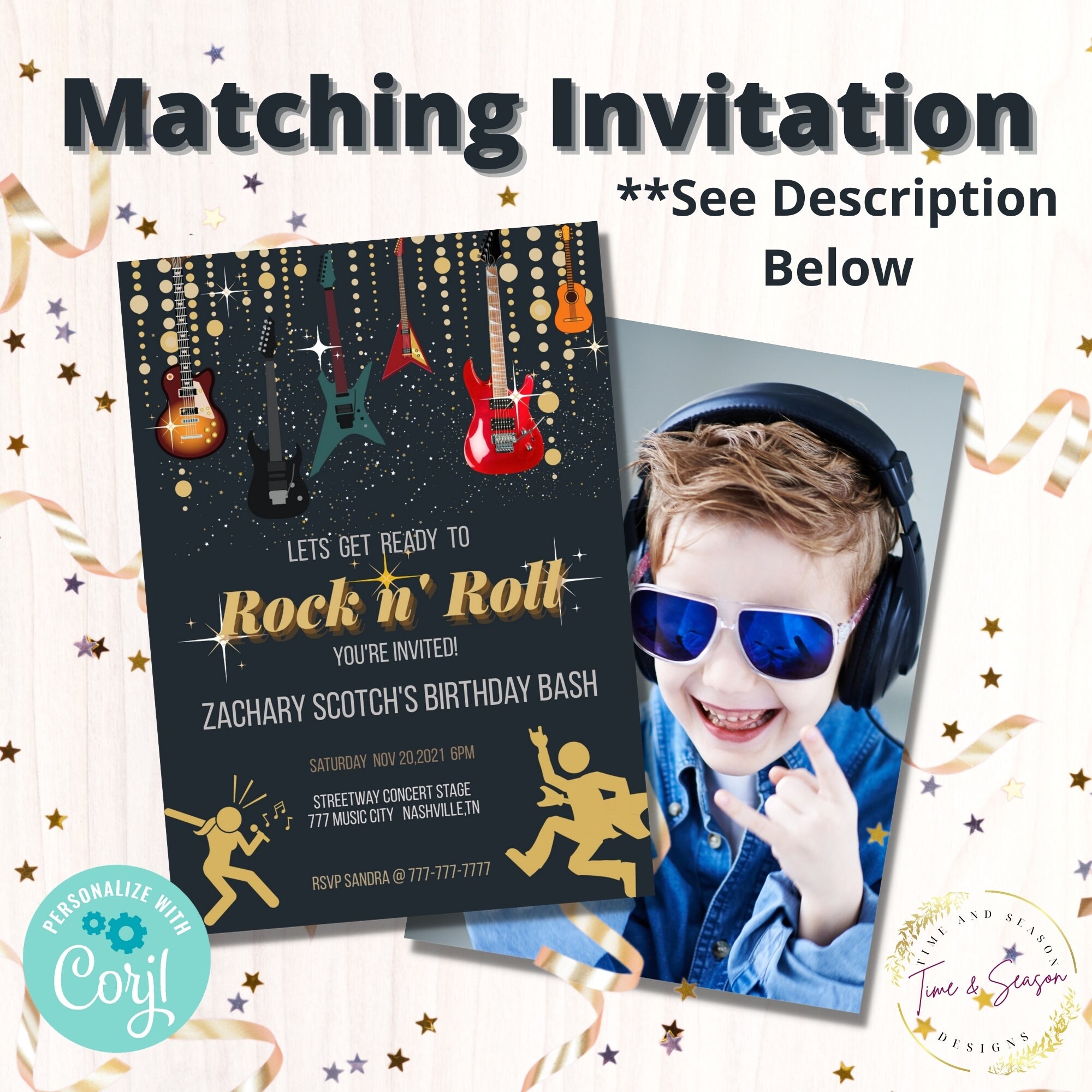 Rock N Roll Water Bottle Label. Rockstar Party Favor. Guitar Sticker ...