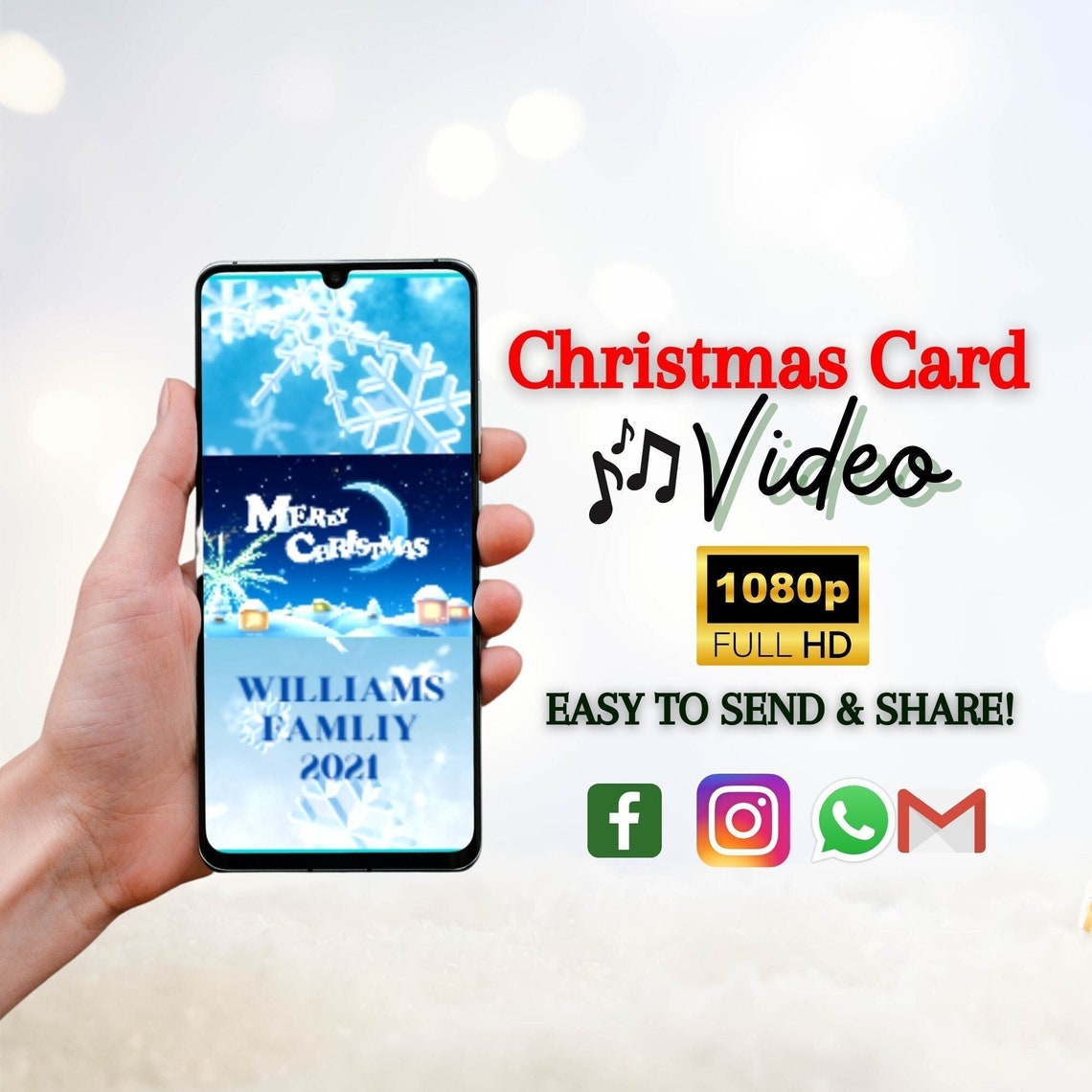 Christmas Card Video. Christmas Card Downloadable. Snowflake Christmas ...