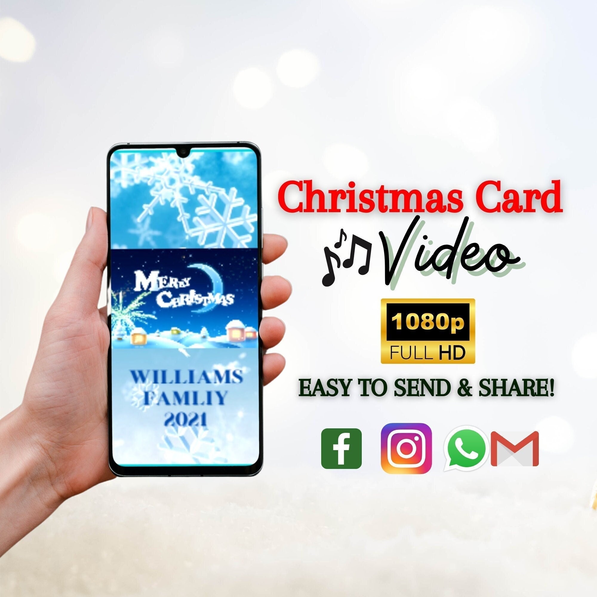 Christmas Card Video. Christmas Card Downloadable. Snowflake Christmas ...