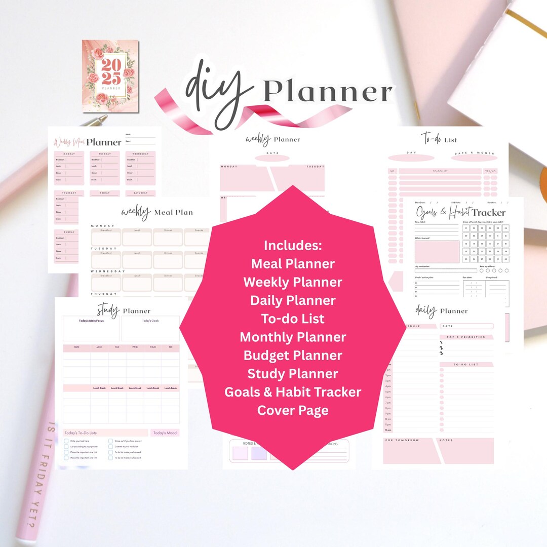 Printable DIY Planner Pages. Daily Printable Planner. Meal Planner ...