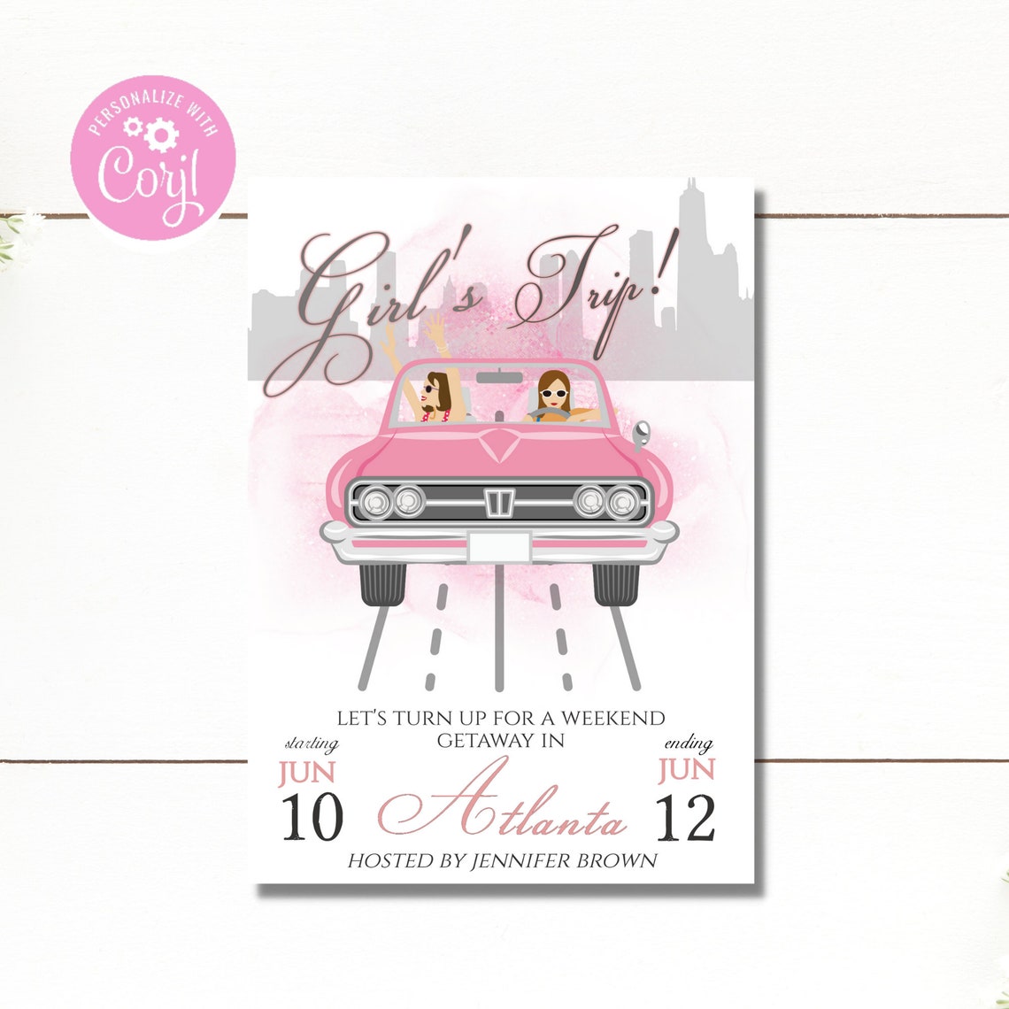Girls Trip Invitation. Girls Weekend Getaway Invitation. Birthday ...