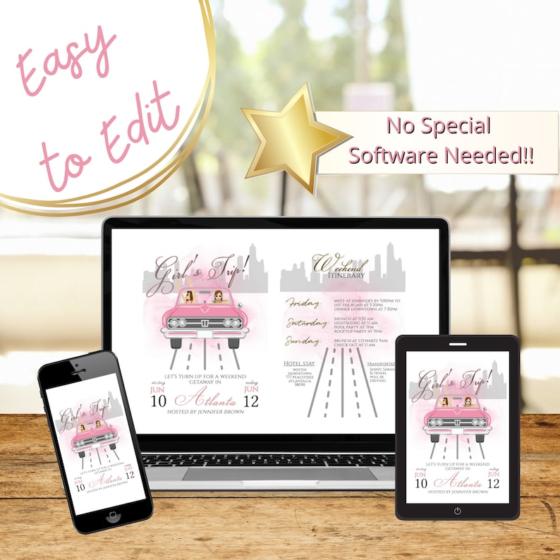 Girls Trip Invitation. Girls Weekend Getaway Invitation. Birthday ...