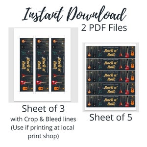 Rock N Roll Water Bottle Label. Rockstar Party Favor. Guitar Sticker ...