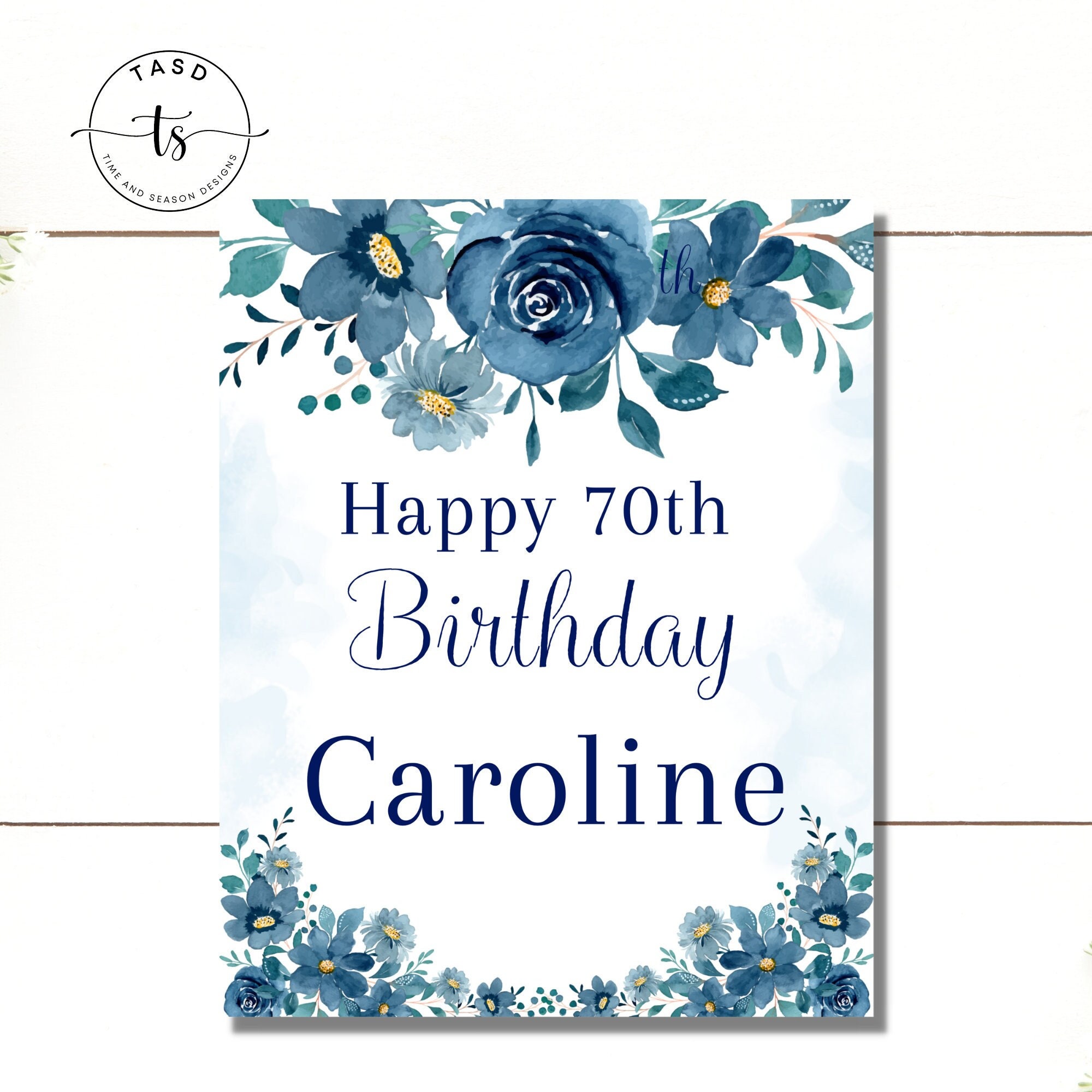 70th Birthday Sign Blue 8x10 In. - Etsy