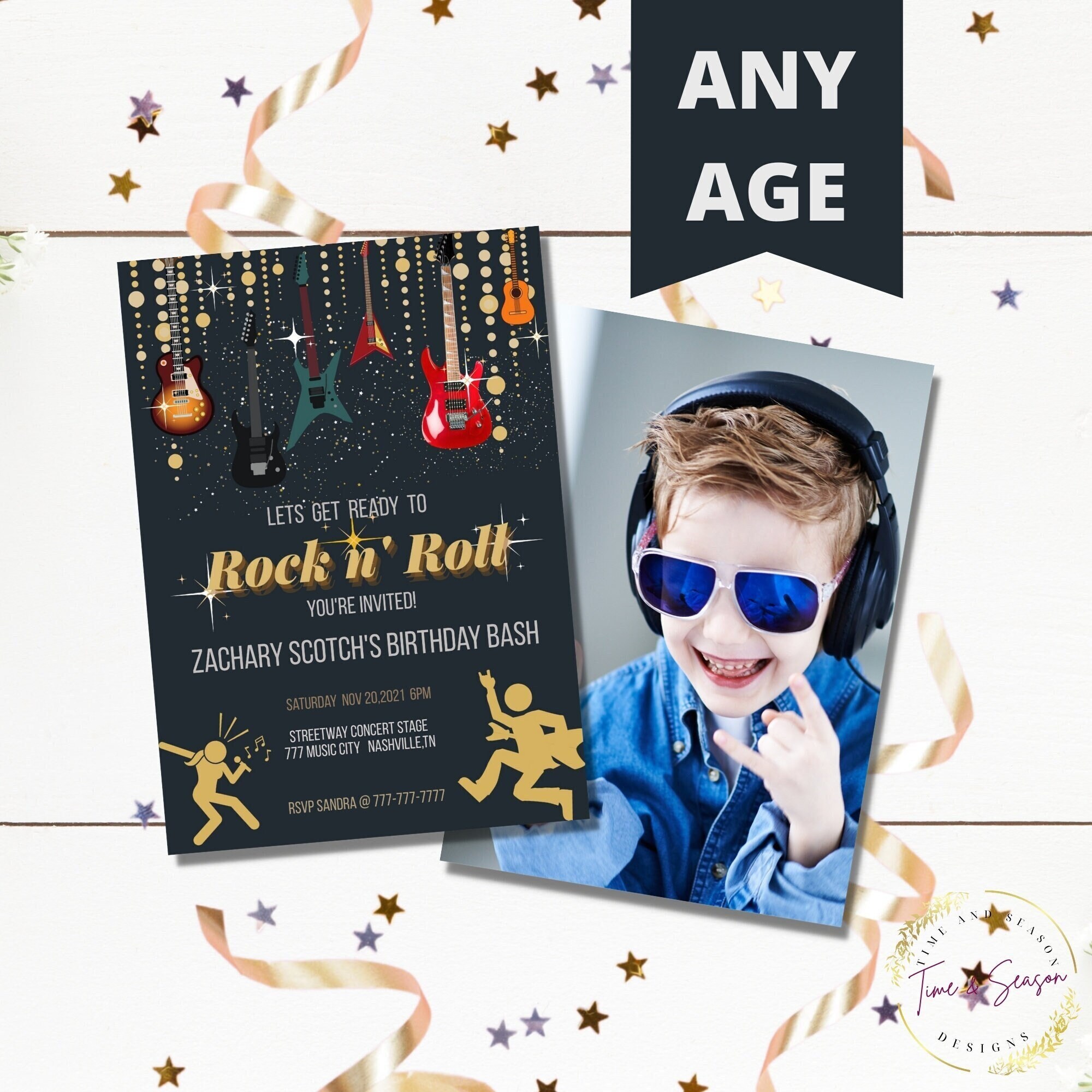 Rockn Roll Birthday Invitation