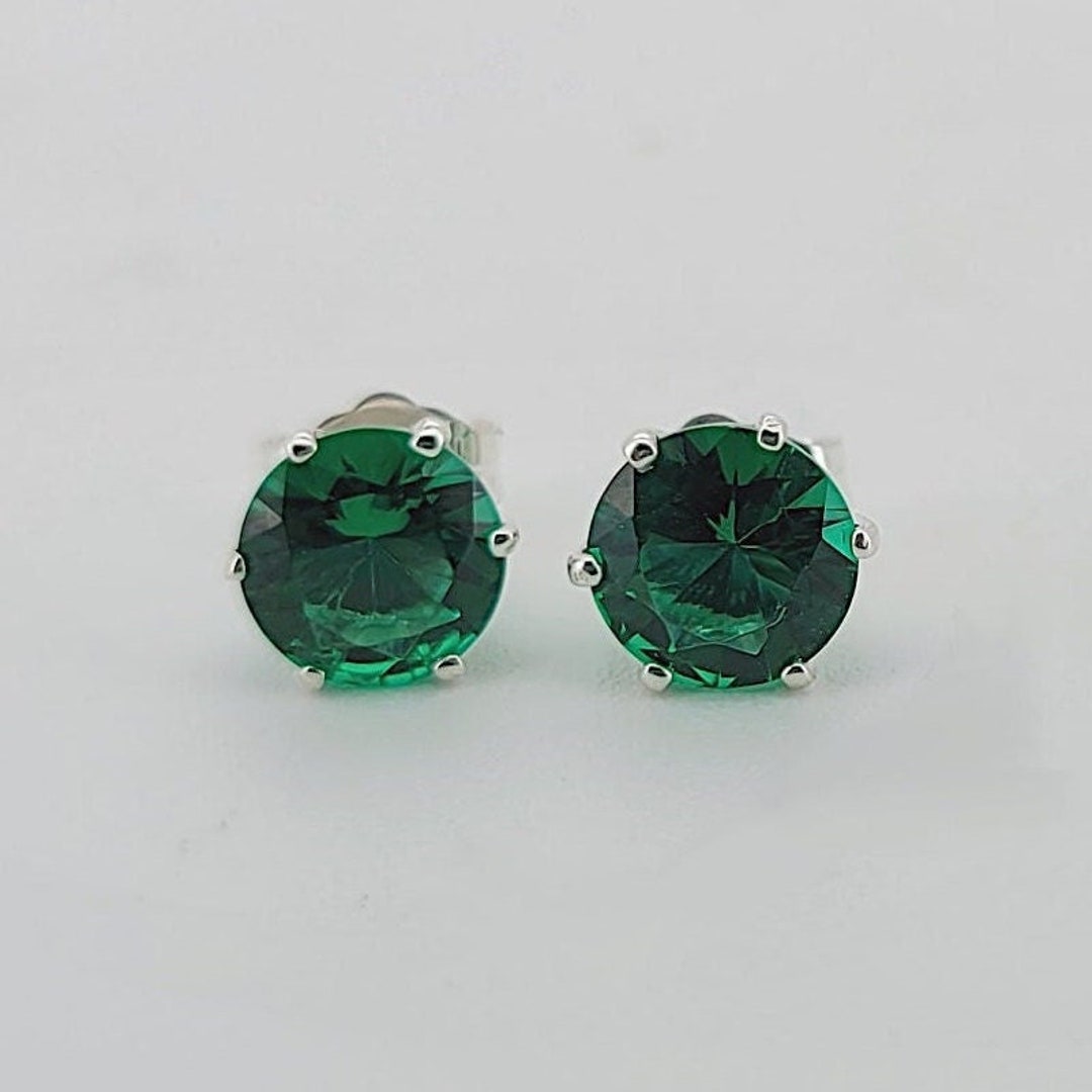 6.5mm Round Cut Stud Earrings Sterling Silver Obsidianite Helenite Mt ...