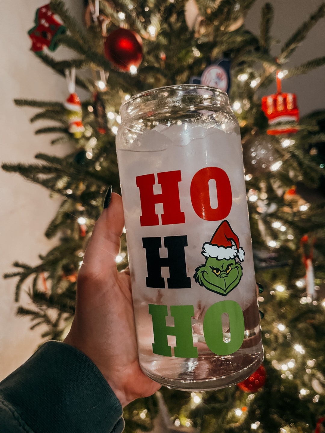 Grinch Hohoho Glass Grinch Glass Grinch Beer Can Glass - Etsy