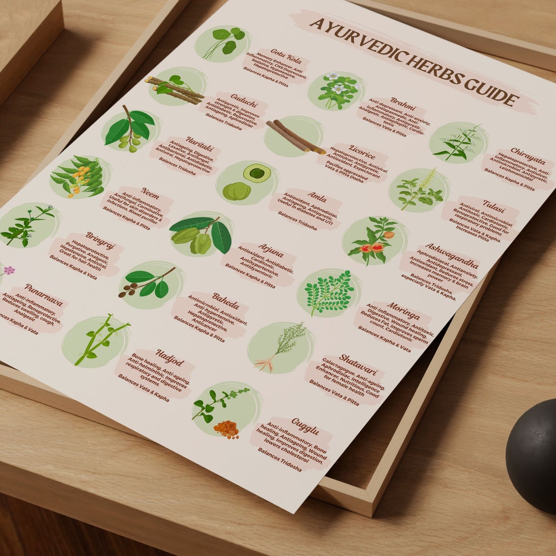 Ayurvedic Herbs Chart Guide Poster Ayurveda Chart 18 Herbs - Etsy