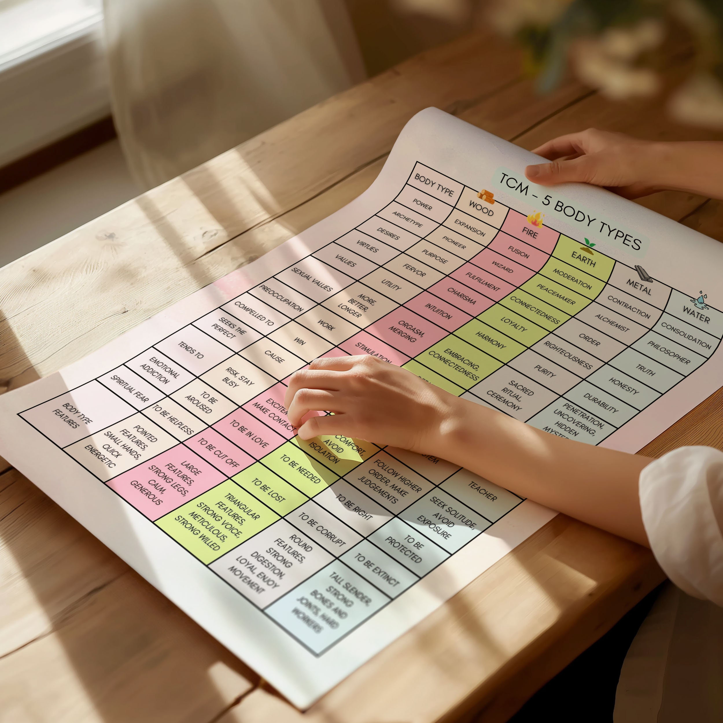 TCM Five Body Types With 5 Elements Poster, Chinese Medicine Body Types ...