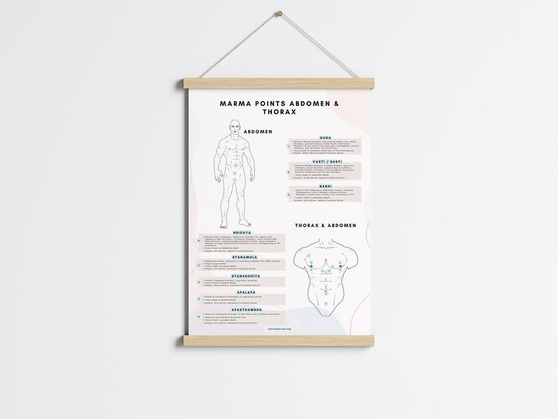 Ayurveda Marma Points of Abdomen Thorax Chart, Energy Points of ...