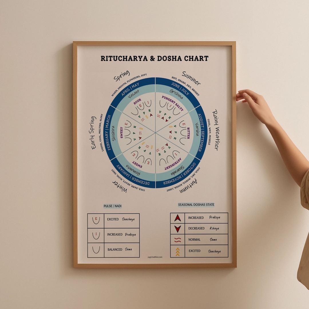 Ritucharya Seasons and Dosha Relation Chart Ayurveda Infographic Poster ...