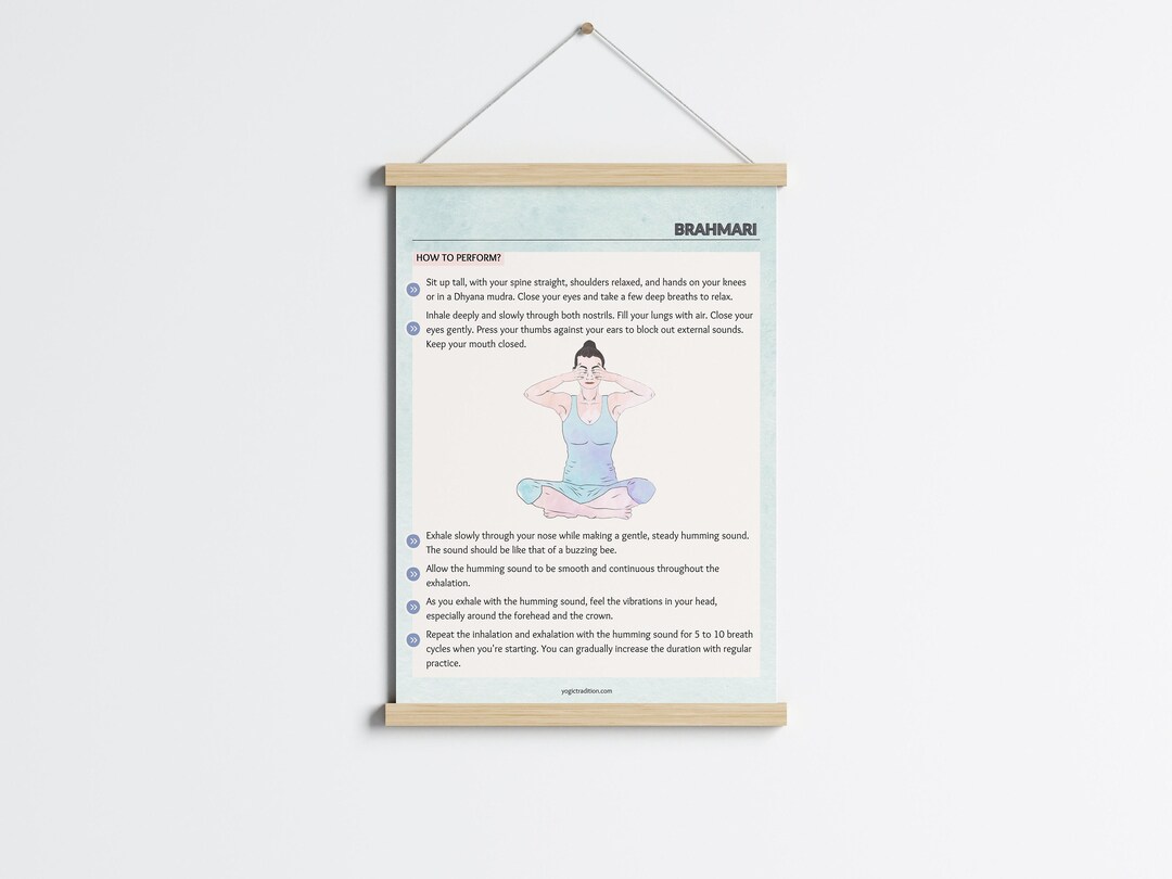 Brahmari Humming Bee Pranayama Yoga Printable Art Poster, Yogic ...