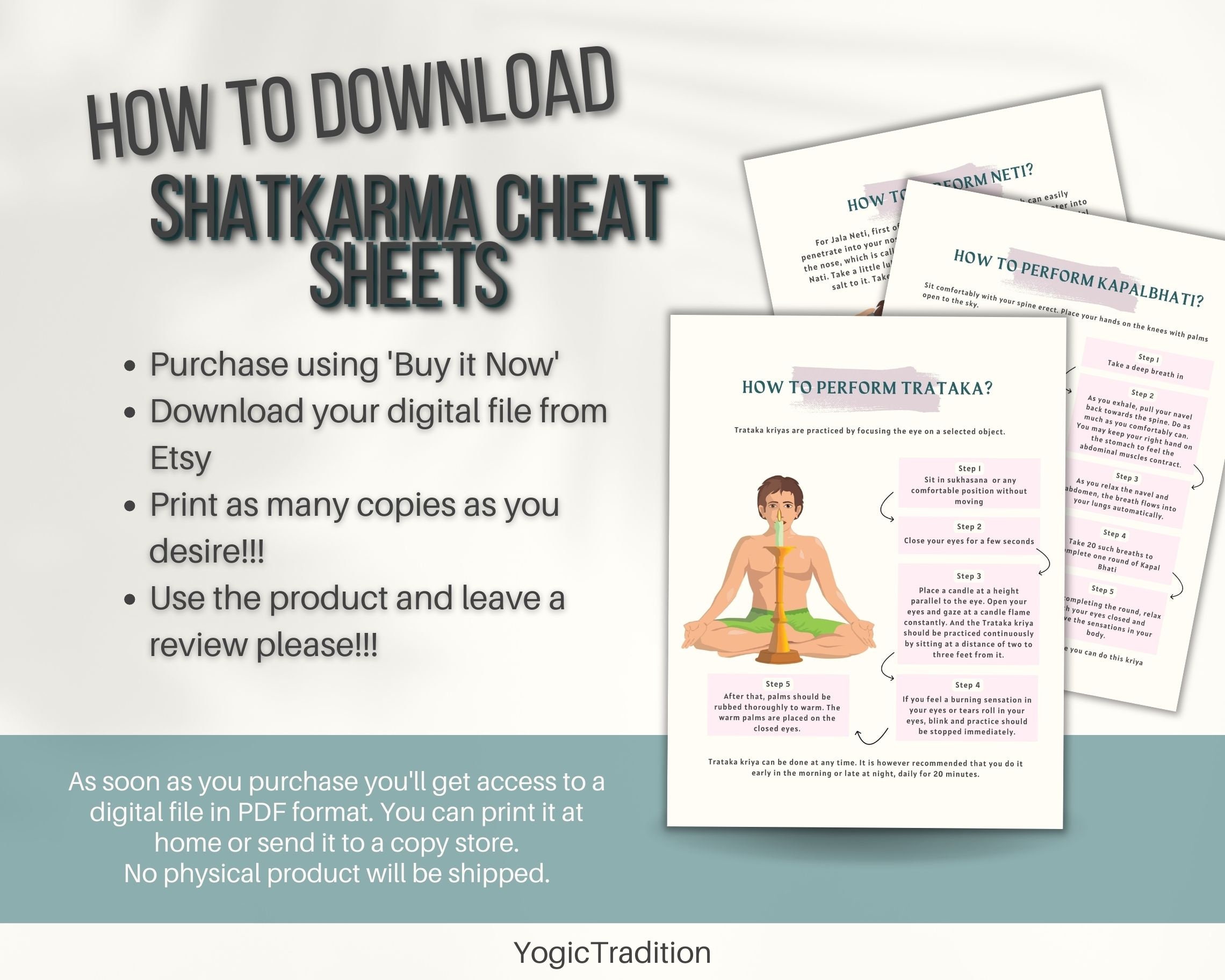 Yogic Shatkarma Cleansing Techniques Cheat Sheet Guides, 24 Pages ...