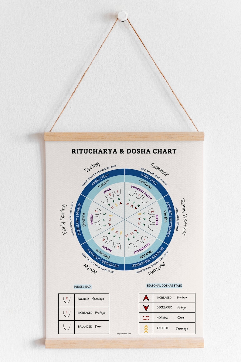Ritucharya Seasons and Dosha Relation Chart Ayurveda Infographic Poster ...