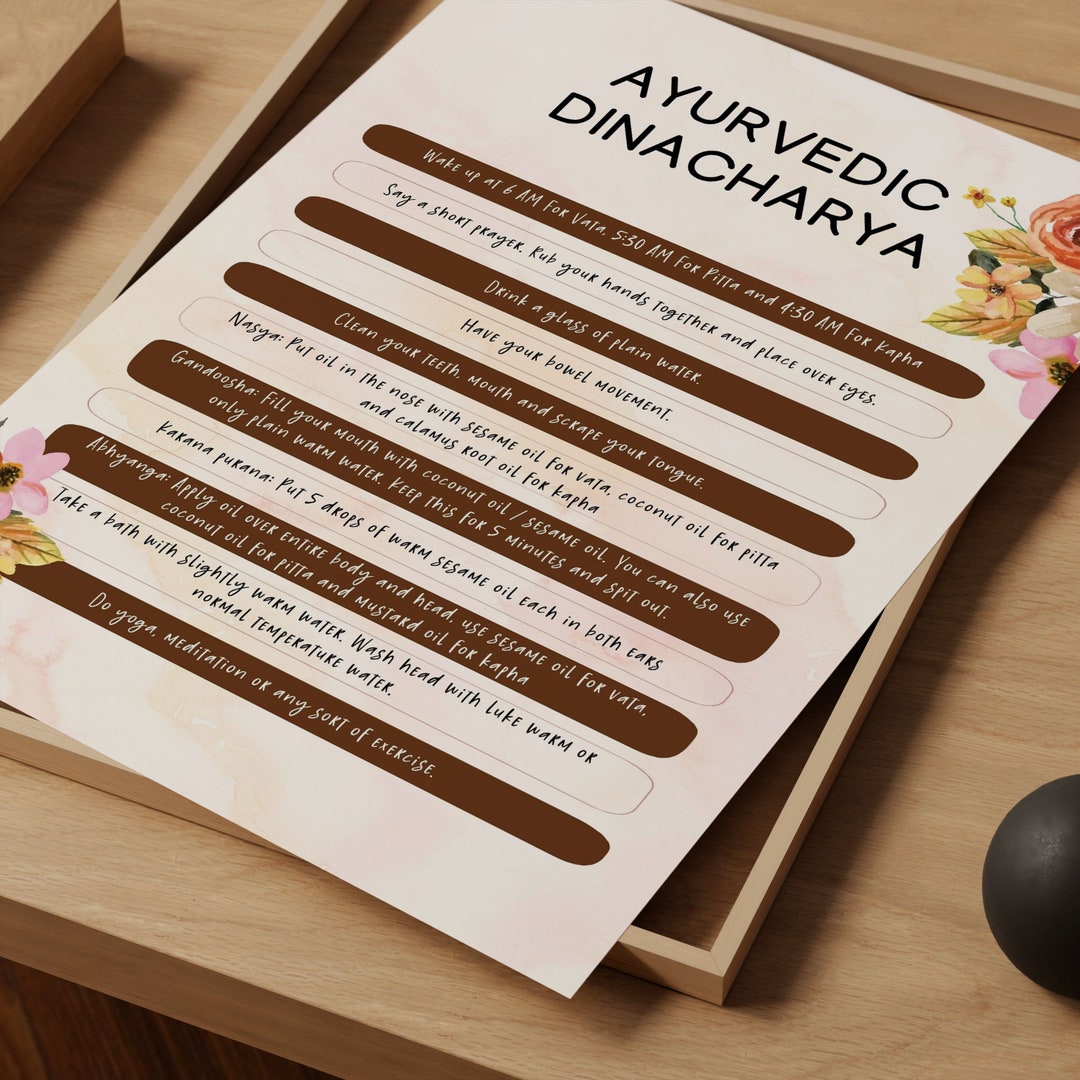 Ayurveda Schedule Poster Ayurveda Dincharya Daily Routine - Etsy