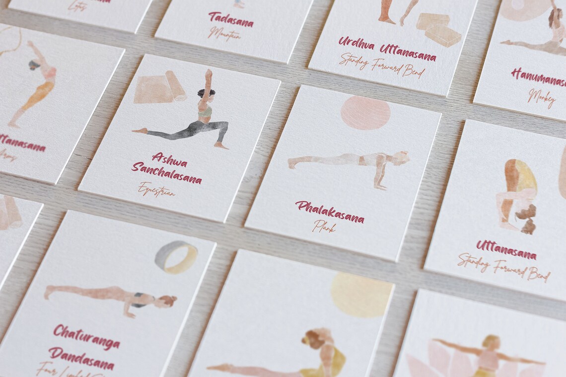 Flashcards 18 Yoga Poses With Sanskrit Names Printable Card - Etsy