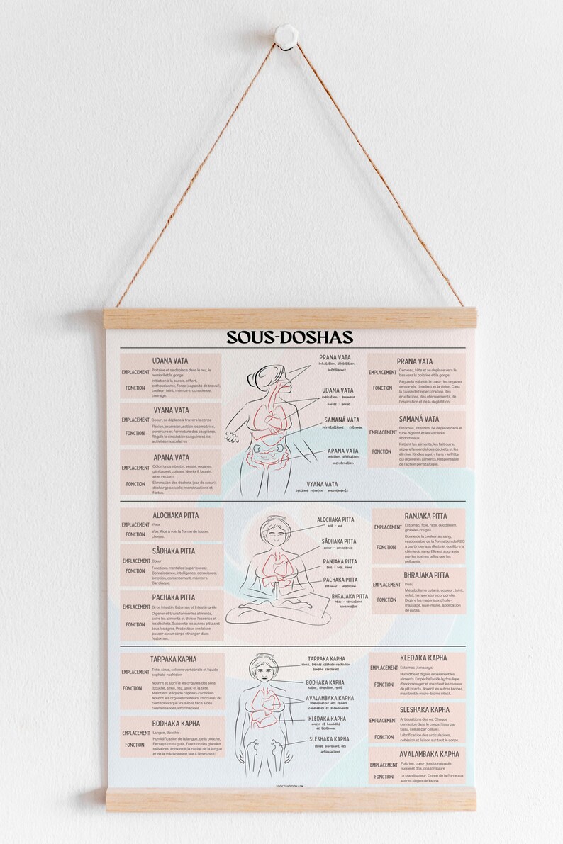 Ayurveda Sous Dosha Affiche, Chart En Francais, Subdoshas, Vata Pitta ...