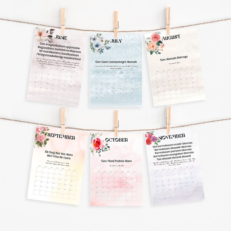 Sanskrit Mantra Phrases Quotes Printable Calendar 2026, Hinduism ...