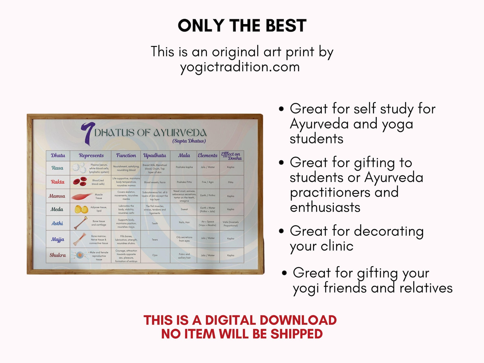 Ayurveda Poster Sapta Dhatus Chart, 7 Dhatus of Ayurveda, Alternative ...