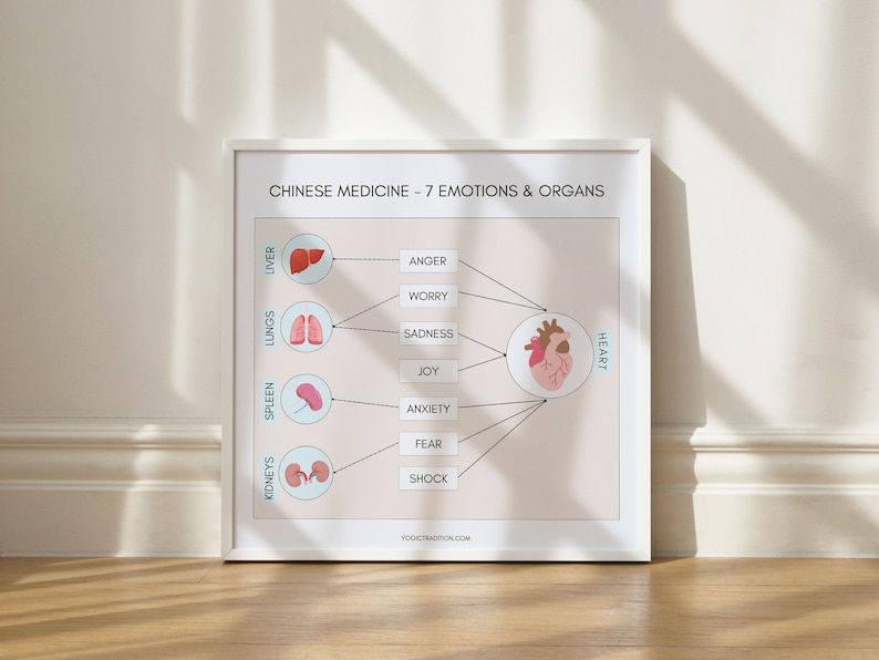 TCM 7 Emotions and Organs Poster, Chinese Medicine Art (digital ...