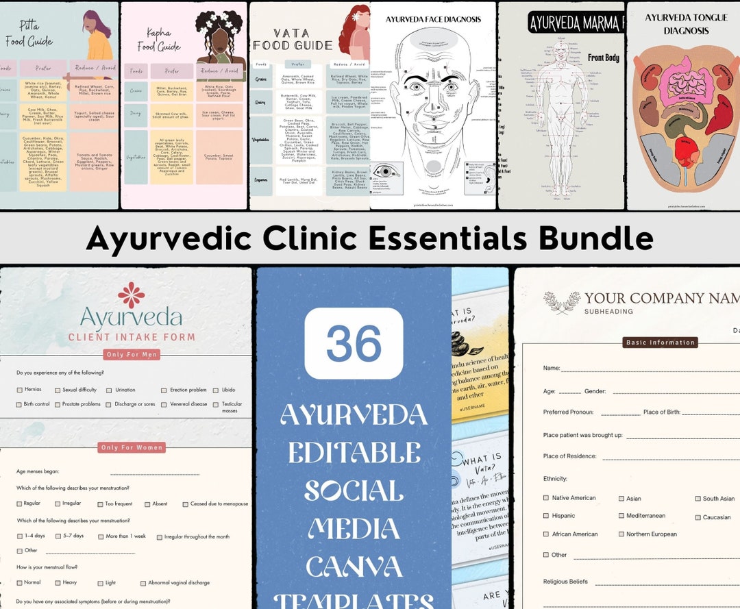 Ayurveda Clinic Essential Bundle - Marma, Face, Tongue Diagnosis Charts ...