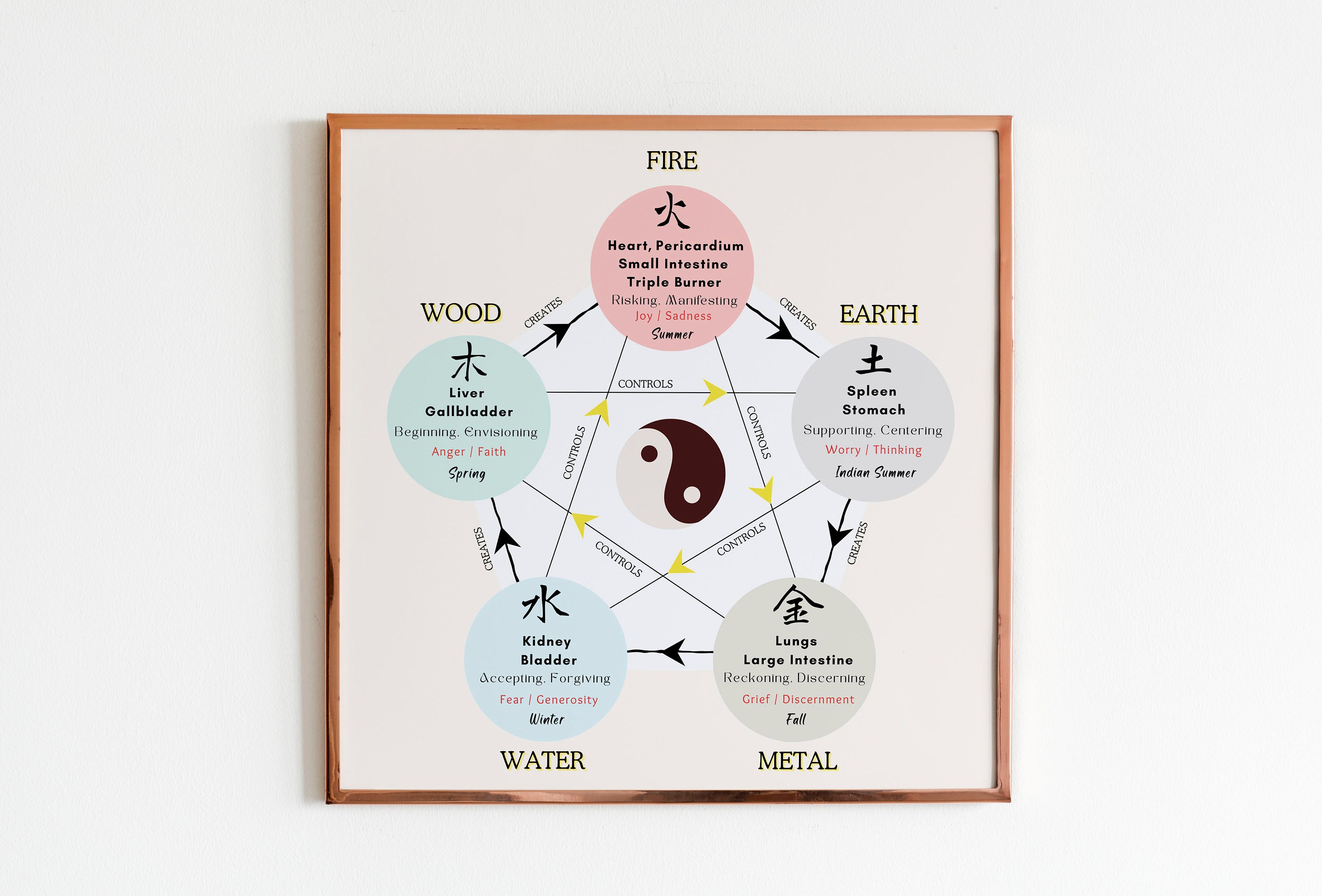 TCM Five Elements Art Print 5 Elements Poster, Chinese Medicine Gift ...
