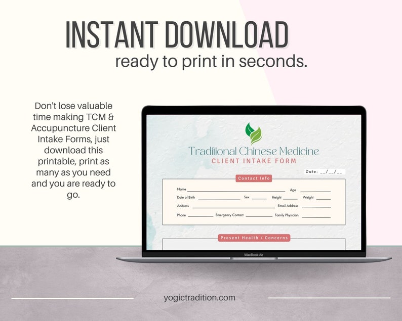 TCM and Accupuncture Client Intake Form PDF & Editable Canva Template ...