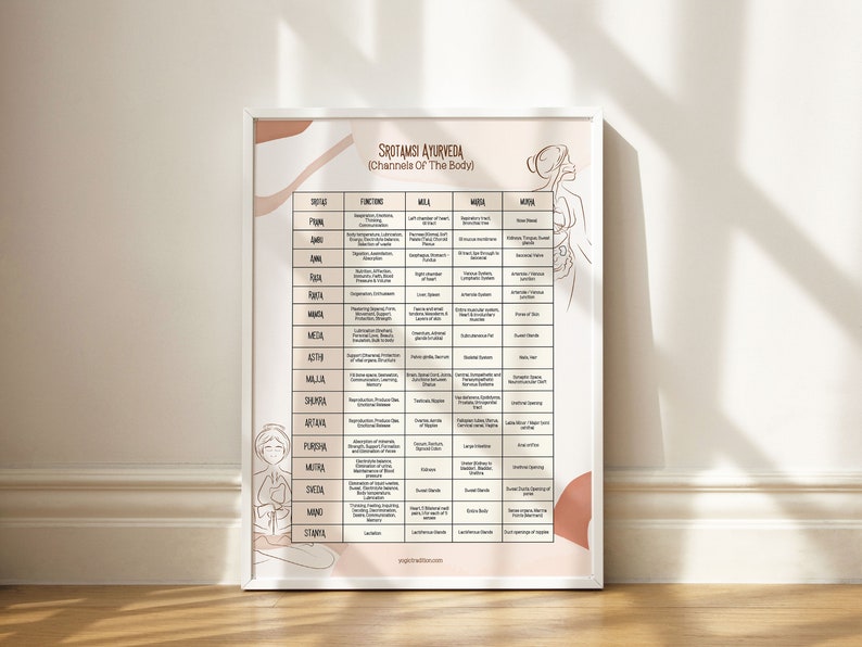 Ayurveda Poster Srotamsi Dhatu Dosha Chart Poster Channels - Etsy