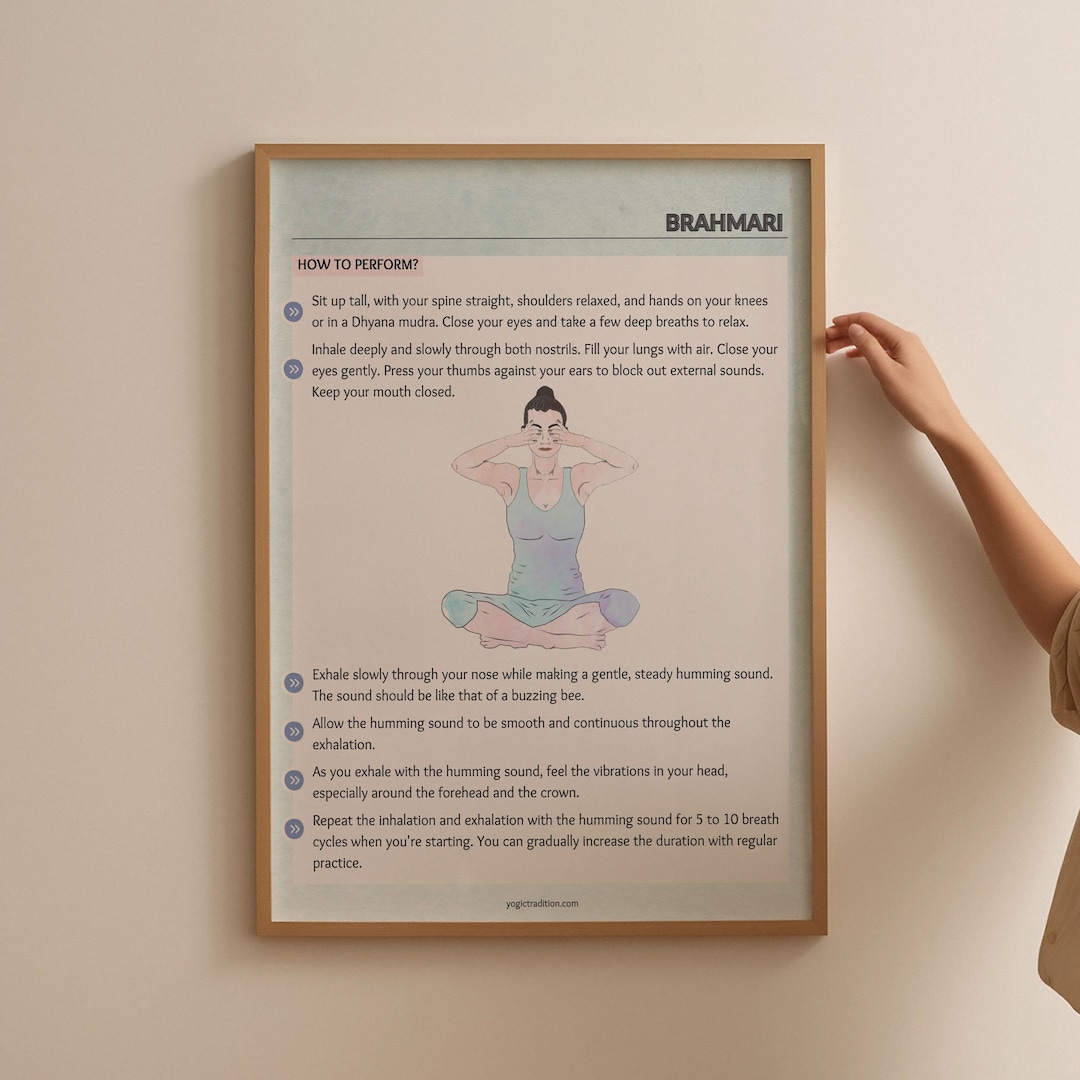 Brahmari Humming Bee Pranayama Yoga Printable Art Poster, Yogic ...