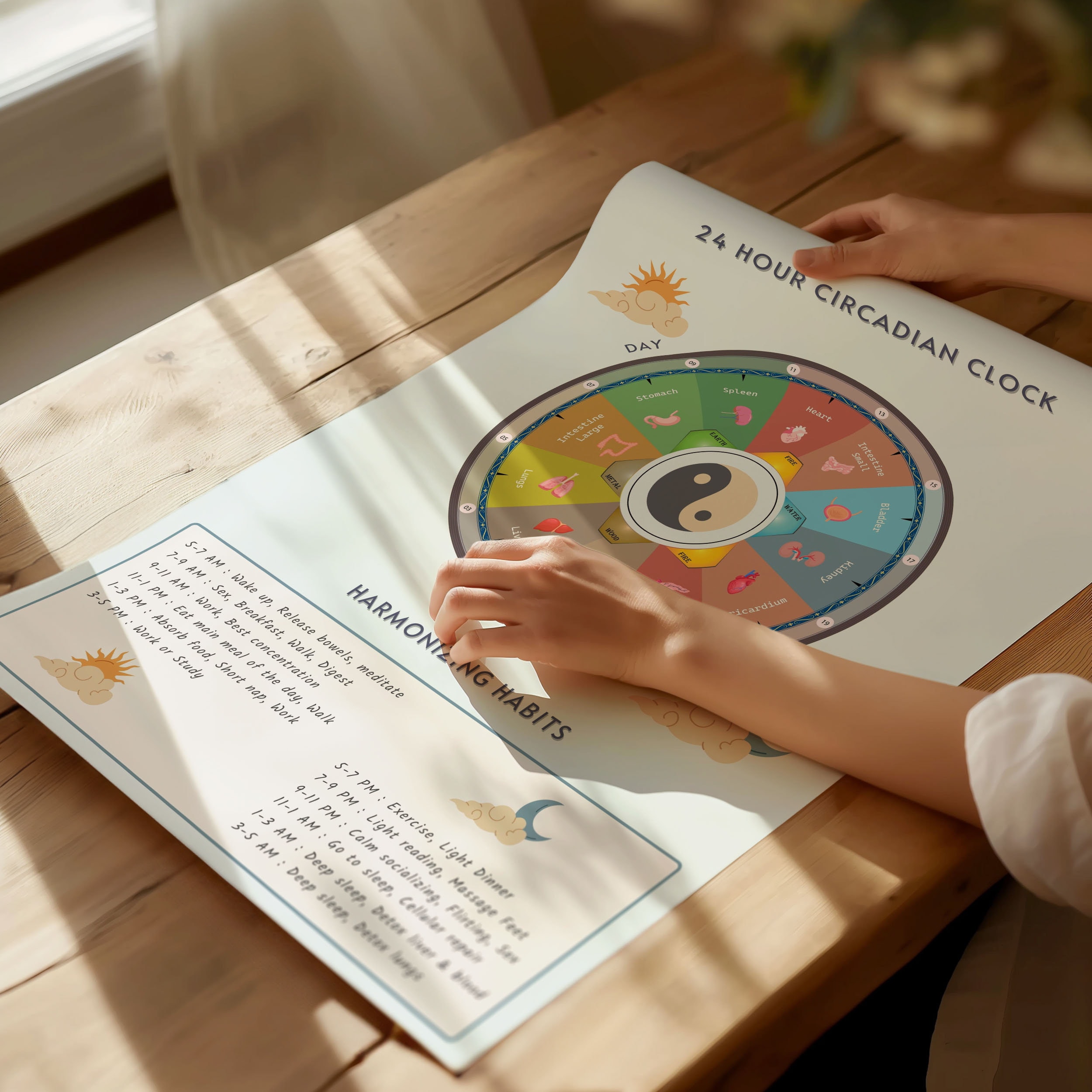 TCM 24 Hour Circadian Clock Poster, Chinese Medicine Gift, Chinese ...