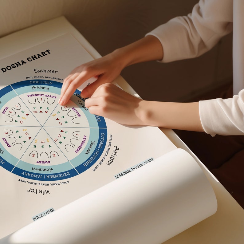 Ritucharya Seasons and Dosha Relation Chart Ayurveda Infographic Poster ...