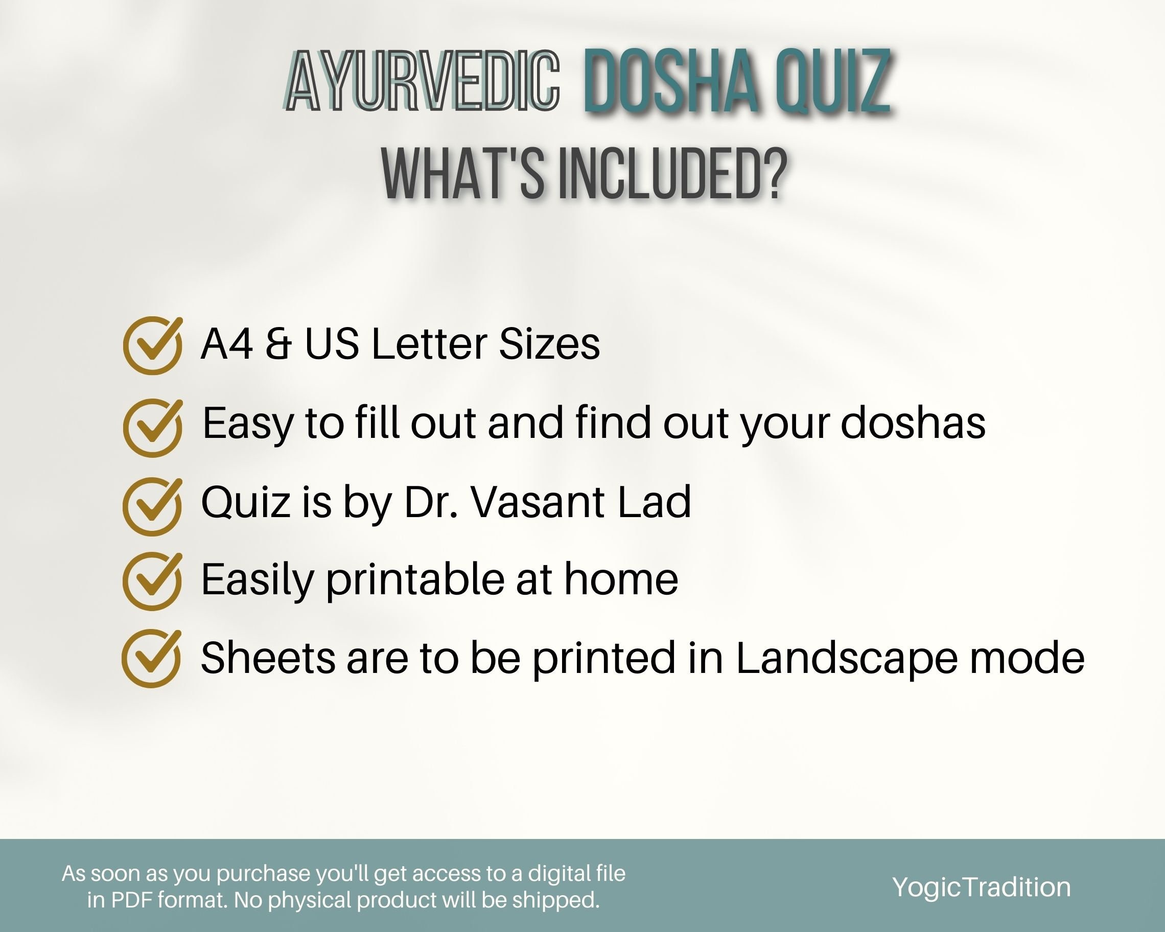 Ayurveda Dosha Quiz Guides, Alternative Medicine, Ayurveda Print ...