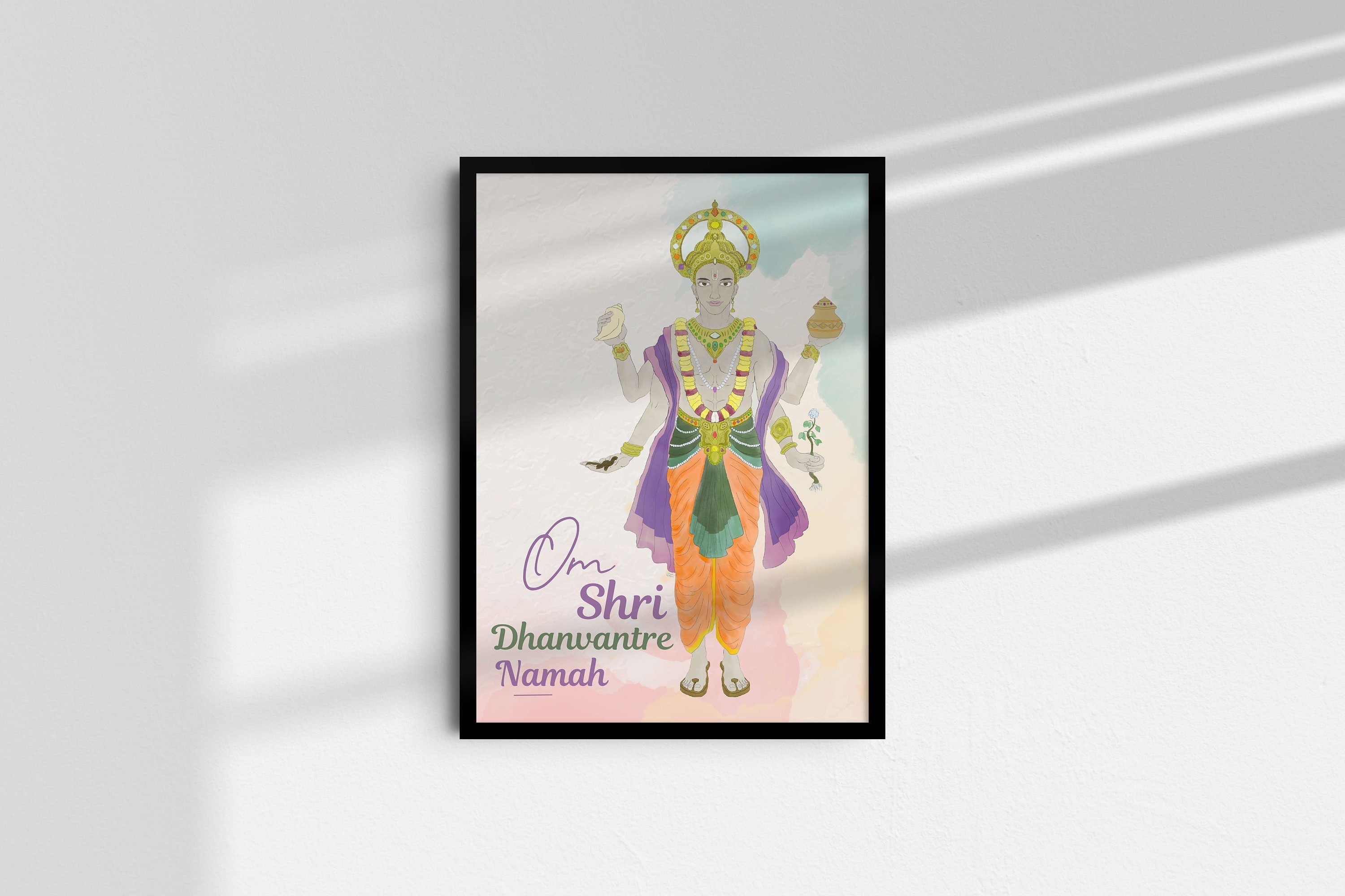 Ayurveda Lord Dhanvantari Digital Art Printable, God of Ayurveda ...