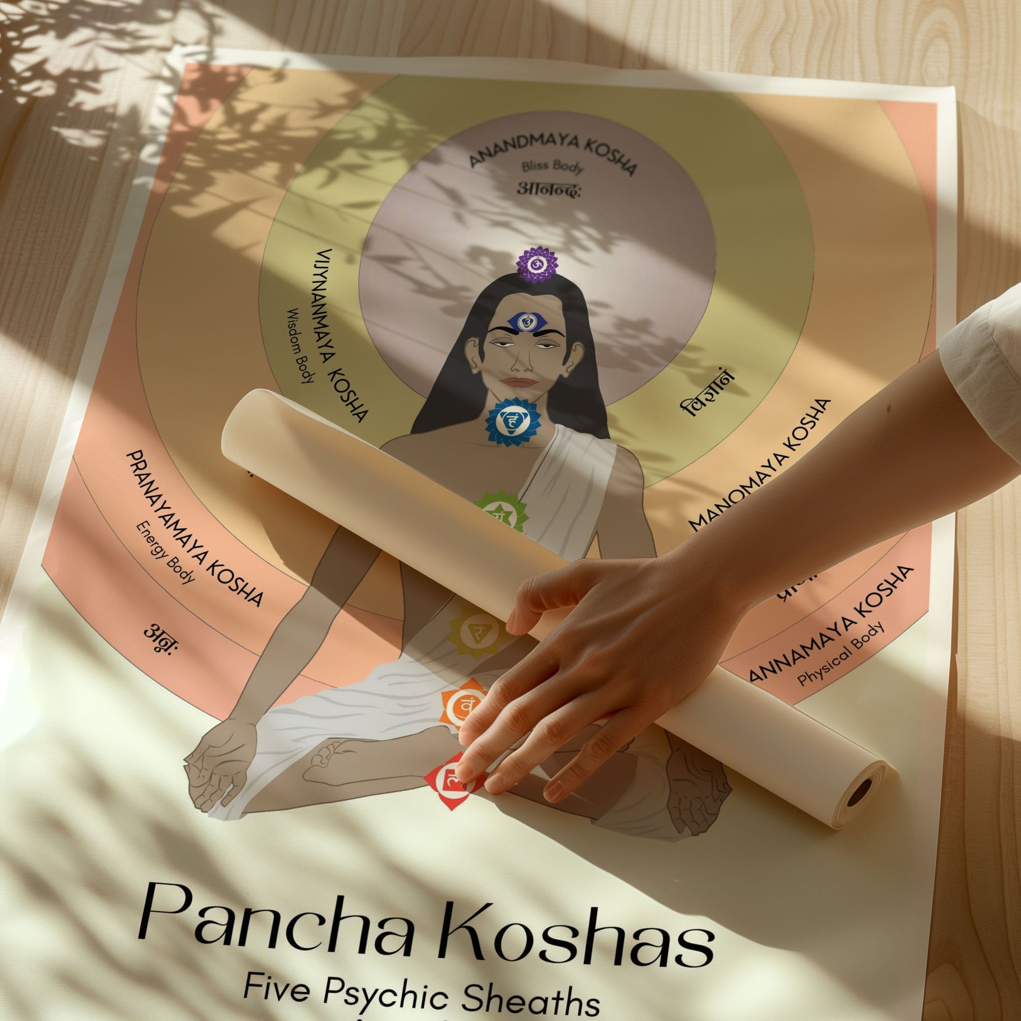 Ayurveda 5 Koshas Layers of Body 7 Chakras Premium Matte Paper Poster UNFRAMED, Hinduism Yoga ...