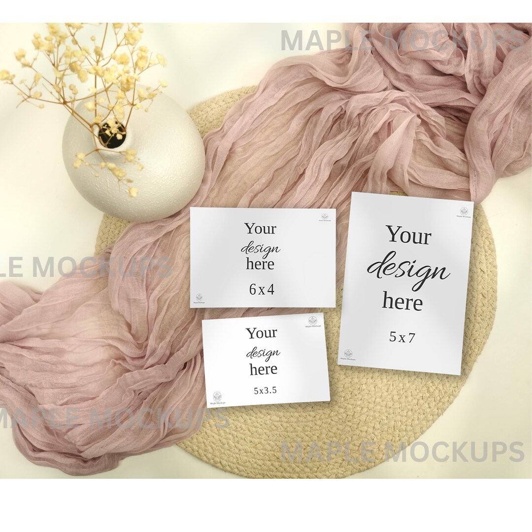 Smart PSD Card Mockup 5x7 6x4 and 5x3.5 PSD Smart Object & JPEG Card ...