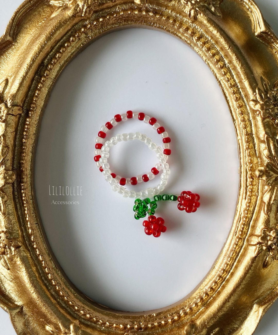 Beaded Cherry Rings Beaded Rings Whimsical Rings Cute Rings Special Rings Gifts for Her - Etsy