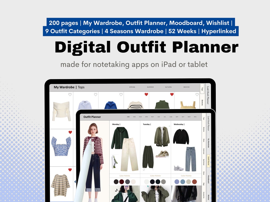 Digital Outfit Planner wardrobe, Fitting Room, Weekly Outfit Planner ...