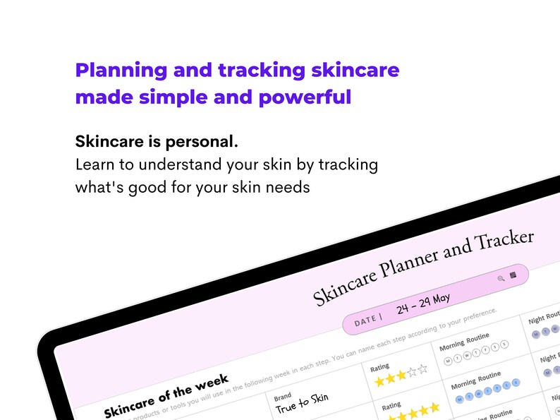 Digital Skincare Routine Planner and Tracker Morning and Night Weekly ...