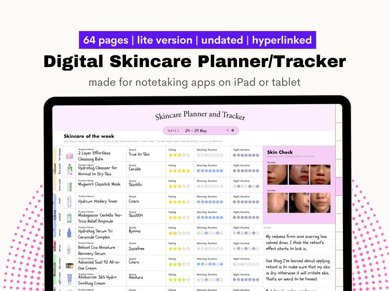 Digital Skincare Routine Planner and Tracker Morning and Night Weekly ...